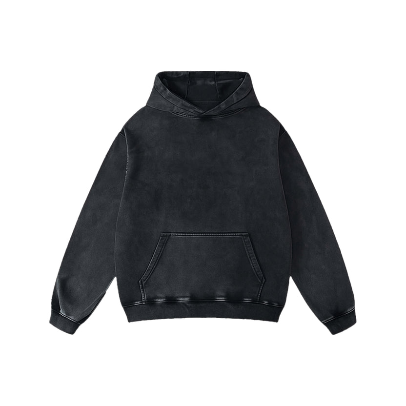 Black Acid Wash Oversized Hoodie | Solid Core Collection – Our Karma ...
